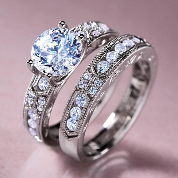 Stauer | Jewelry | Sterling Silver Dearly Beloved Engagement Ring Set ...